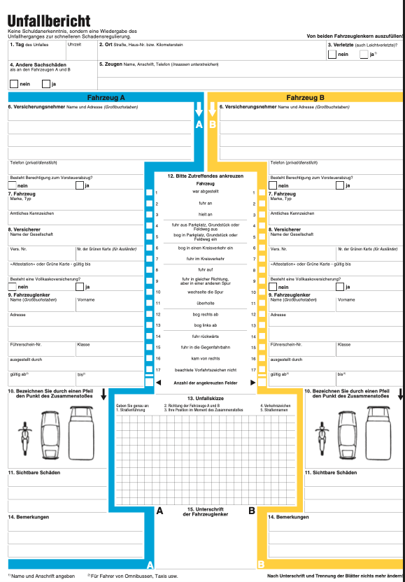 Unfallbericht: Alles Wichtige zum Herunterladen & Ausfüllen